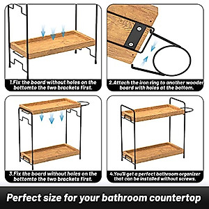 sitanes Bathroom Organizer Countertop, 2-Tier Wooden Counter Organizer for Bathroom, No Drilling Vanity Organizer for Makeup Cosmetic Perfume Skincare, Counter Shelf for Bathroom Kitchen Dresser Top