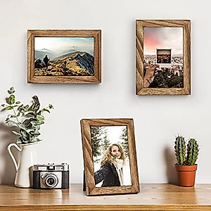Emfogo 4x6 Picture Frames Photo Display for Tabletop Display Wall Mount Solid Wood High Definition Glass Photo Frame Pack of 2