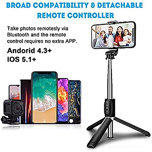 Selfie Stick Tripod with Remote Phone Recording Stand, Travel Tripod for iPhone Cell Phones, Cellphone Filming Tripod Travel Necessories Gift for Men Women, Tripode para Celulares Tripie para Celular