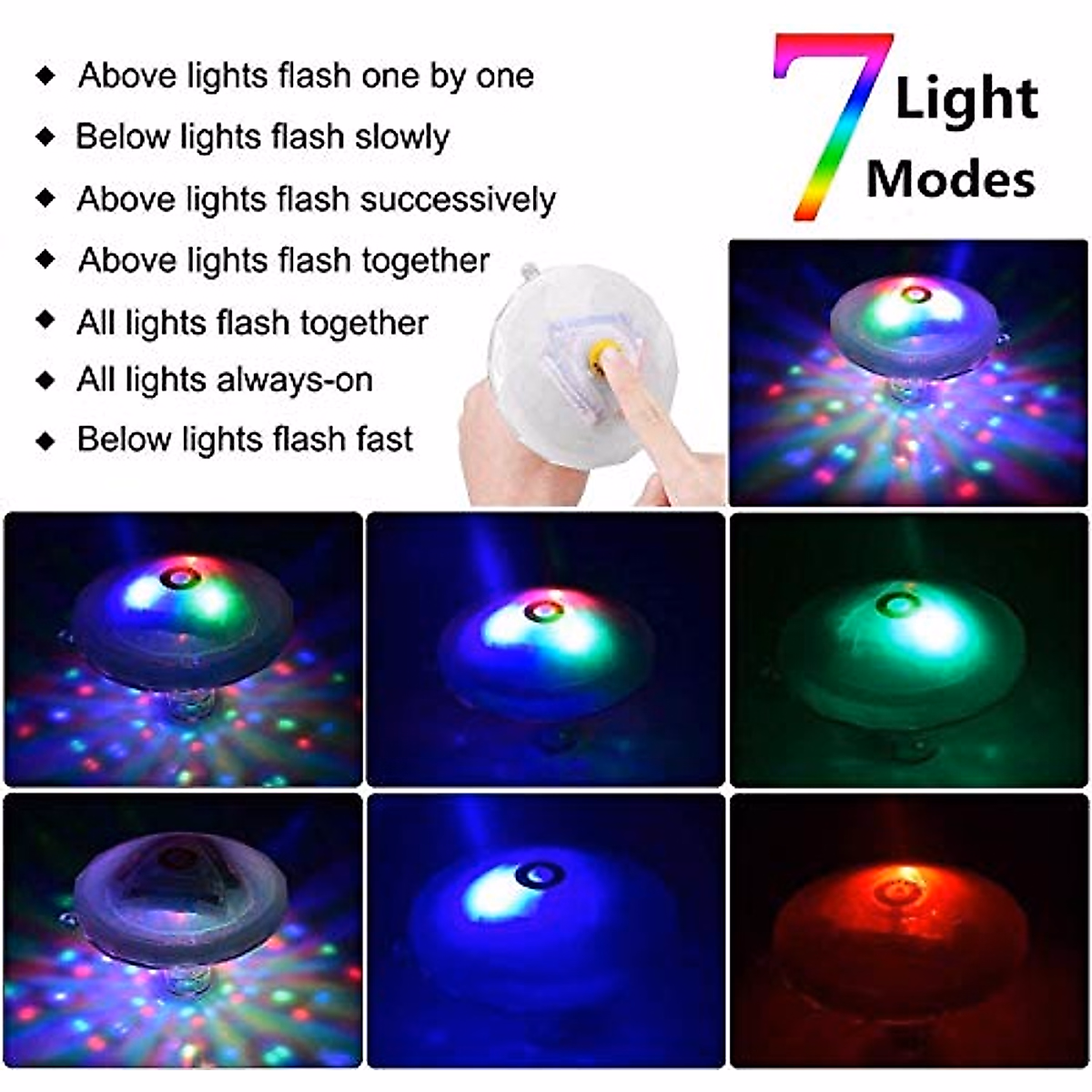 HengKaiSing Waterproof Swimming Pool Lights, Baby Bath Lights for The Tub(7 Lighting Modes), Colorful LED Bath Toys Bathtub for Pool, Pond, Hot tub or Party Decorations