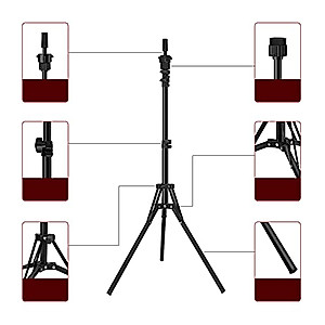 DANSEE Wig Stand Tripod Metal Adjustable Mannequin Head Stand Upgrade Foldable Wig Head Stand for Cosmetology Hairdressing Training