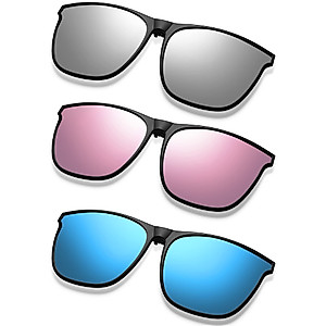 Frienda 3 Pair Oversize Polarized Clip-on Sunglasses Large Anti-glare TR90 Frame Flip up Driving Glasses for Women Men (Yellow)