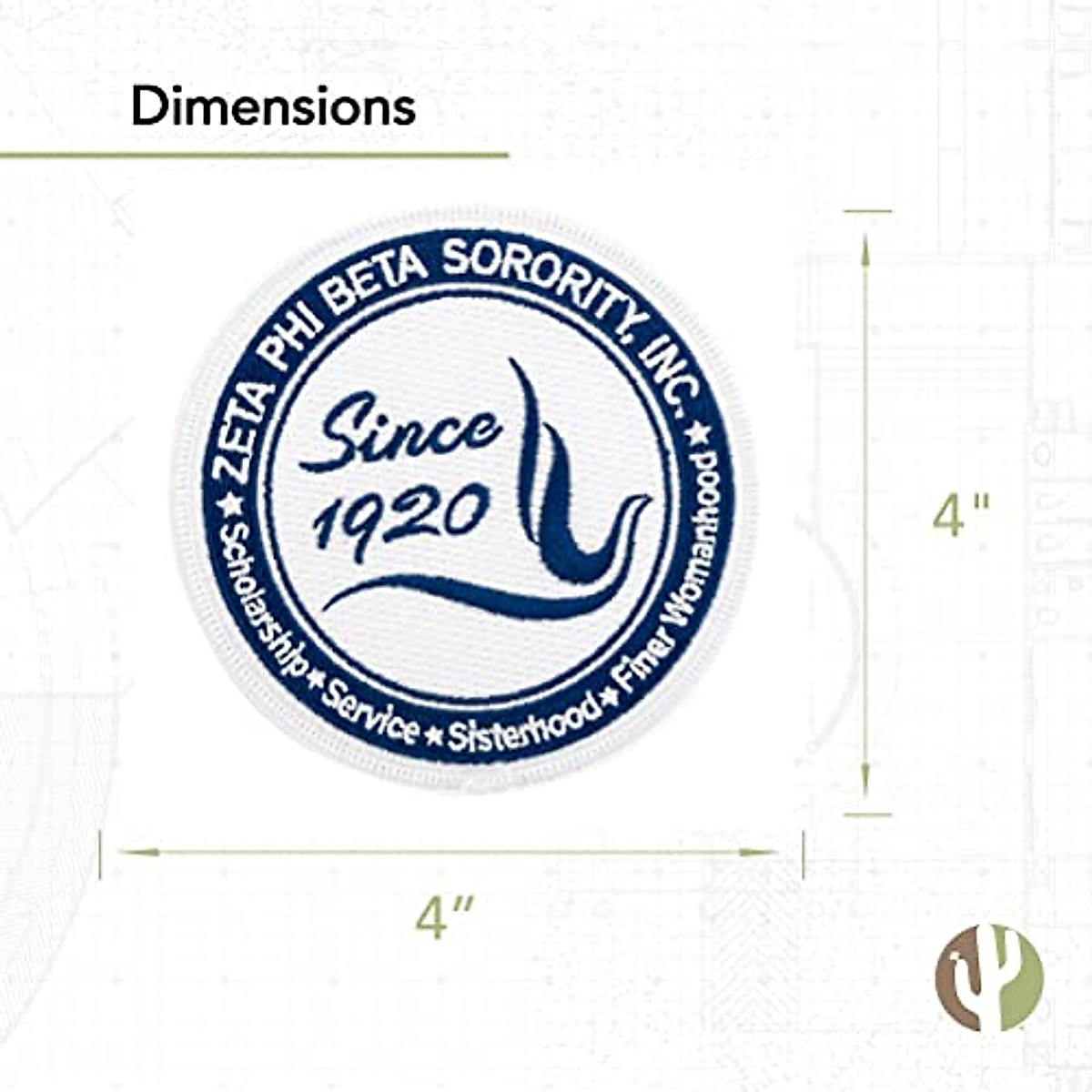 Desert Cactus Zeta Phi Beta Sorority Patch Embroidered Appliqué Sew or Iron On Greek Blazer Jacket Bag (Patch 7)