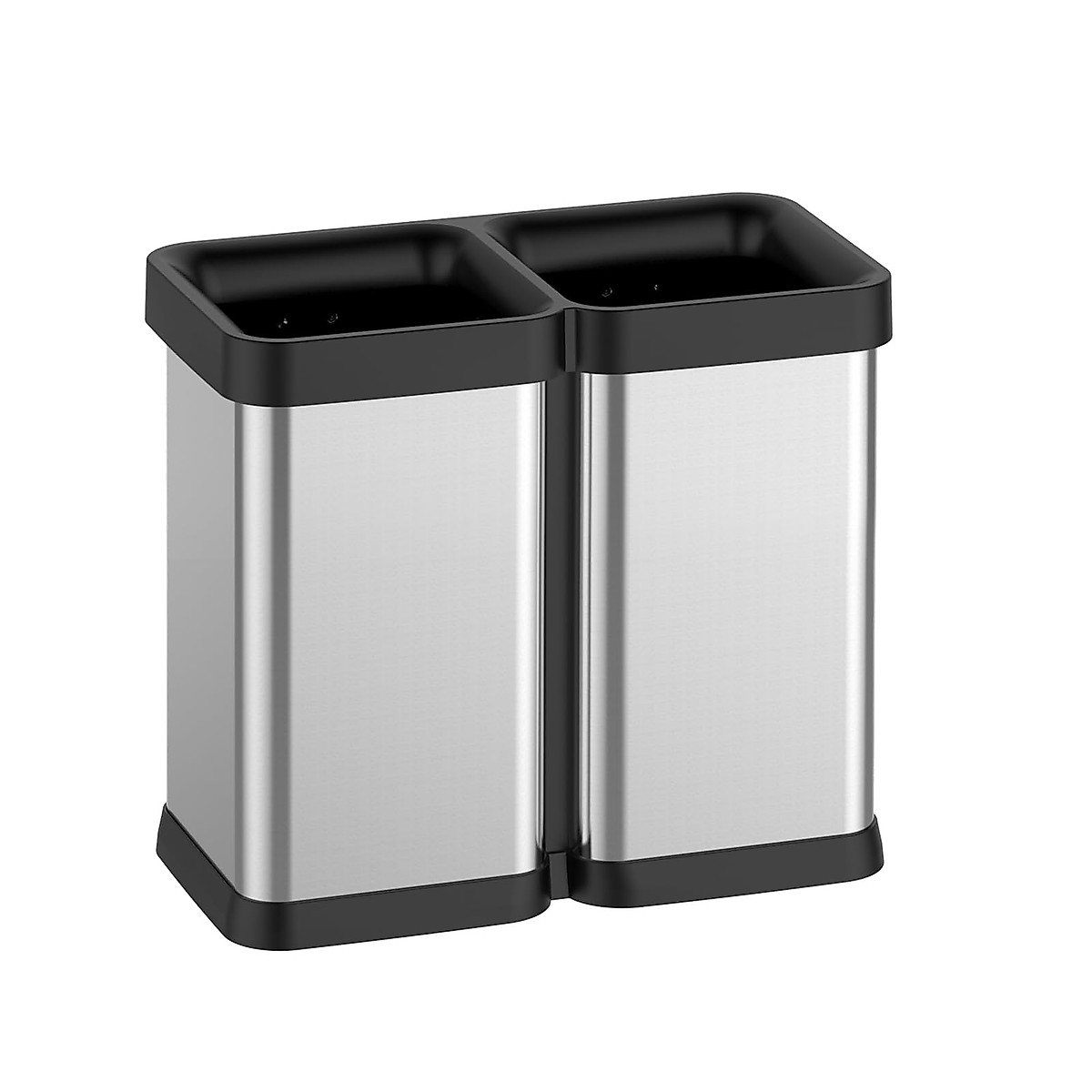 GarveeTech 13.2 Gal Dual Trash Can, Stainless Steel Kitchen Garbage Can, Open Top Waste Bins, Recycling Trash Can, 2 x 6.6 Gal