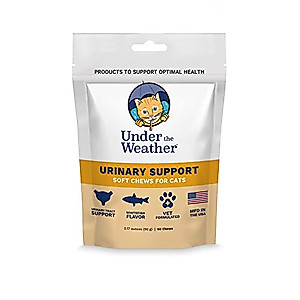 Under the Weather Pet Urinary Tract Support Soft Chews for Cats, 60 Bite Size Soft Chew Cat Supplements | Promotes Normal Ph Balance & Healthy Urinary Function for Cats