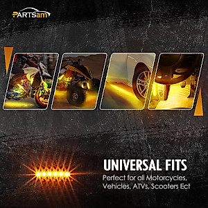 Partsam 4'' Amber Flexible Motorcycle LED Turn Signal Tail Third Brake Lights Bar Strip, IP68 Waterproof Universal Motorcycle LED Tail Brake Running Light Bar for Motorcycle Trailer ATV, 2Pack