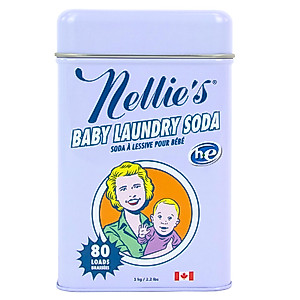 Nellie's Natural Baby Powder Laundry Detergent Tin - 80 Loads - Safe For Infants Sensitive Skin - Fragrance-Free and Hypoallergenic - 2.2 Pounds