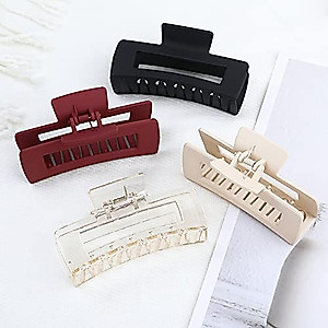 Sisiaipu 4.1 Inch Large Hair Claw Clips 12 Pcs Big Claw Clips for Thick Hair Square Hair Clips Jumbo Jaw Clips Bulk Hair Accessories for women and Girls - Basic