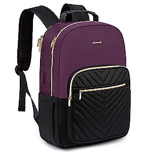 LOVEVOOK Laptop Backpack for Women, 15.6 Inch Backpack Purse, Fashion Travel Business Work Laptop Bag, Aesthetic University Nurse Backpacks, Office Dayback Computer Sport Bagpack, Purple