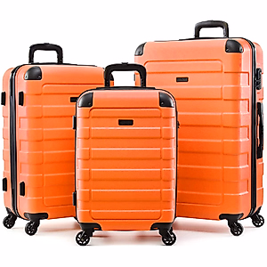 Hipack Hardside 3-Piece Spinner Luggage Set, Orange, One_Size