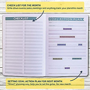 12 Months Undated Planner Daily Weekly And Monthly Hourly Scheduling to Hit Your Goals,8.3 x 5.8" Faux Leather Hardcover, Start Any Time (orange)