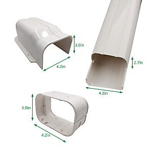 Forestchill 4in 7.5ft Decorative PVC Line Set Cover Kit for Ductless Mini Split Air Conditioner, Central AC and Heat Pump Systems
