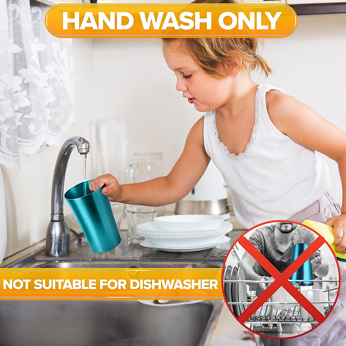 BURIUS Anodized Aluminum Drinking Cups Set - 6Pcs Wine Tumblers Aluminum Party Cups for Iced Coffee Bar Accessories Water Glasses - Colorful Wine Glasses for Drinking Water Tumbler Metal Cup