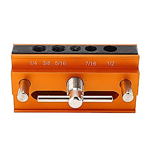 Drilling Guide, Self Centering Dowel Jig Kit Aluminum Alloy Orange 4 Holes Width Capacity Drill Positioner Adjustable Hand Tools, Drilling Holders