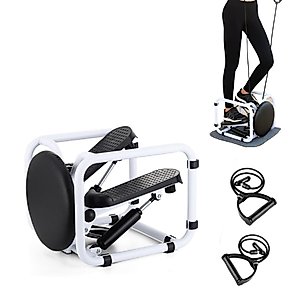 Nisorpa Fitness Stair Stepper Portable Twist Chair Stepper for Exercise with LCD Monitor and Resistance Bands Non-Slip Pedals Mini Stepper Stair Climber for Home Gym Fitness