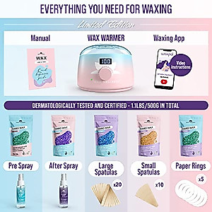 Tress Wellness Waxing Kit for Brazilian Wax - Easy to Use - For Sensitive Skin - Digital Display, Pink to Teal