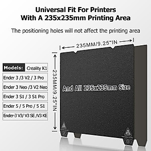PEI Sheet Double Sided Textured 235mmx235mm with Flexible Steel Magnetic Bed 3D Printer Build Surface for Creality Ender 3/Ender 3 Pro/Ender 3 V2/Ender 3 S1/Ender 3 S1 Pro/Ender 3 Neo/Ender 3 V2 Neo