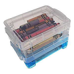 Storage Studios Advantus Super Stacker Crayon Box 8 Blue, 4, Clear, 2 Green, 2 Purple, 2 Pink 1.6 x 3.5 x 4.8 in. 61612 (18-Pack) bundled with 1 Artsiga Craft Bag