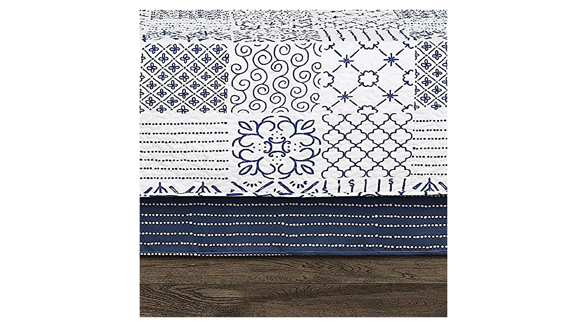 Lush Decor Blue Daybed Cover Set - 6 Piece Patchwork Bedding