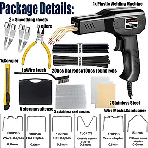 Upgraded 150W Plastic Welder Bumper Repair Kit,2-in-1 Plastic Welding Kit 800PCS Hot Staples & 30pcs Plastic Welding Rods,Hot Stapler Plastic Repair Kit for Car Bumper Kayak Crack Repairs(black)