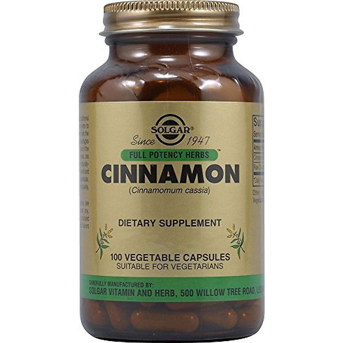 Solgar, Full Potency Herbs, Cinnamon, 100 Veggie Caps - 2pc