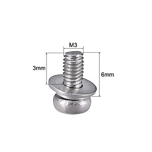 uxcell M3 x 6mm Stainless Steel Phillips Pan Head Machine Screws Bolts Combine with Spring Washer and Plain Washers 20pcs