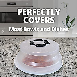 HOVER COVER Magnetic Microwave Cover for Food | Clear Microwave Splatter Cover | Microwave Plate Cover with Steam Vents | Food Grade Dish Cover | BPA-Free | Dishwasher Safe | Black Collapsible