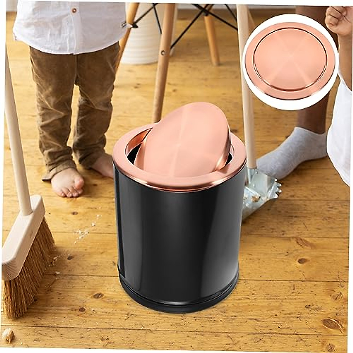 PAMINGONO Stainless Steel Recessed Lid Trash Can Recessed Garbage Lid Swinging Trash Lid for Tabletop Waste Bin Lid Tabletop Recessed Cover Trash Bin Lid Cover Can Cover 430 Stainless Steel
