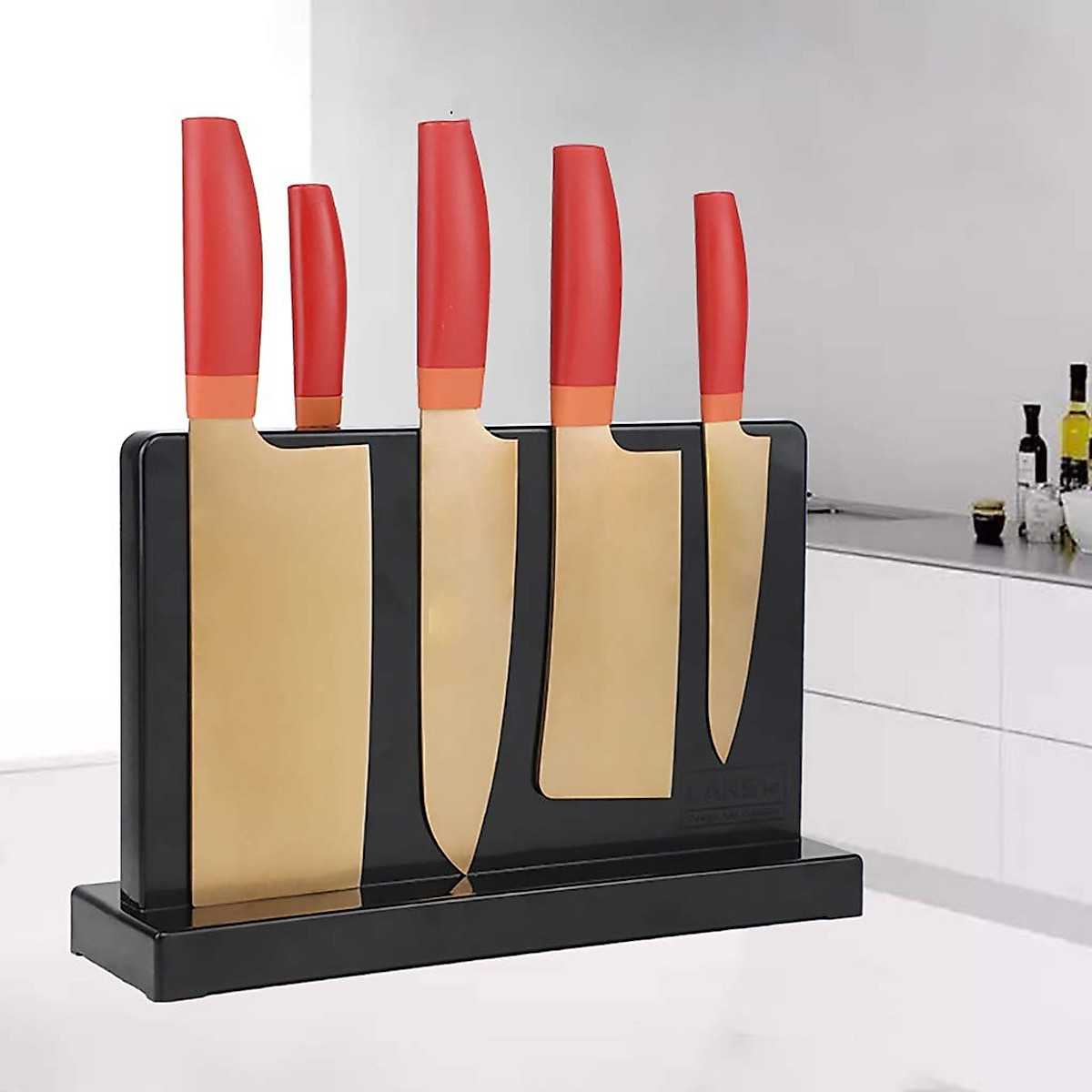 Colture Luxury Magnetic Knife Block Holder with Enhanced Double Side Magnets, Eco-Friendly ABS, Cutlery Display Stand and Storage Rack, Large Capacity, Easy to Reach, Easy to Clean (Color : Black)