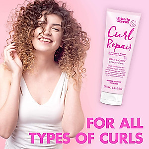 Umberto Giannini Curl Repair Conditioner, Vegan & Cruelty Free Repair & Growth Formula with Seaweed, Wheat Bran & Caffeine, 250 ml