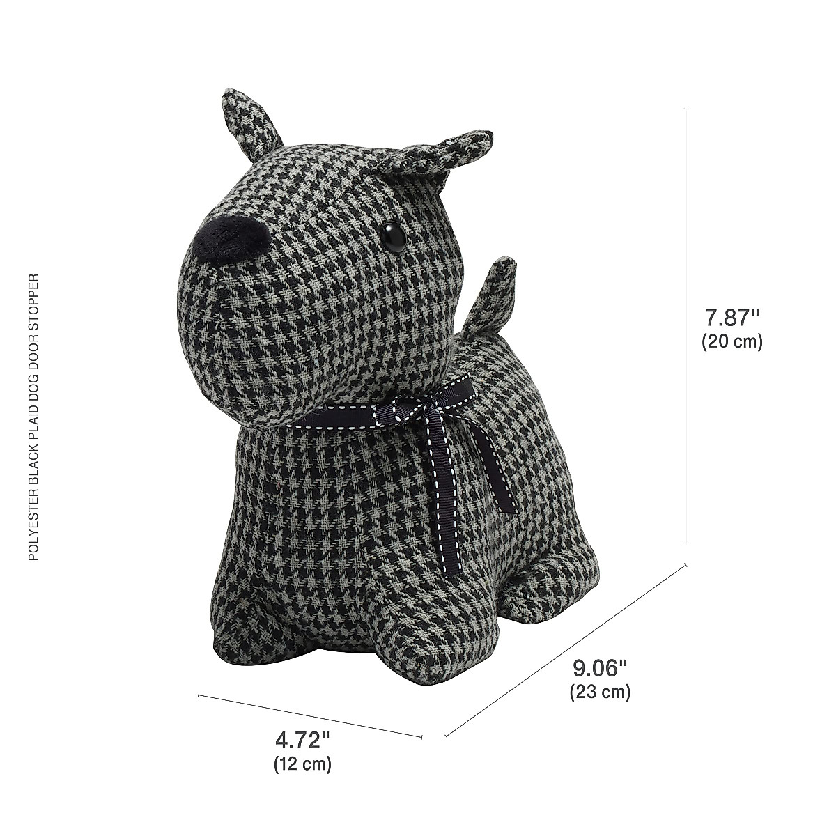Elements 4.72x9.06x7.87 Inch Gray and Black Dog Weighted Fabric Door Stopper