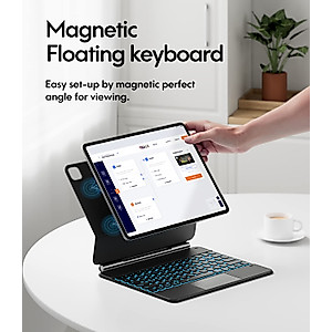 CHESONA Magnetic Keyboard Case for iPad Pro 12.9 2022, Multi-Touch Trackpad with 7 Color Backlit, Wireless Keyboard for iPad Pro 12.9 inch 2022 6th/5th/4th/3rd Gen, Black