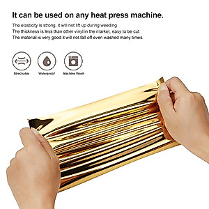 Metallic HTV Heat Transfer Foil Vinyl for T-Shirt 10" 5 feet Rolls Iron on Vinyl Works with Cameo and Cutters DIY Design for Decoration (Gold)