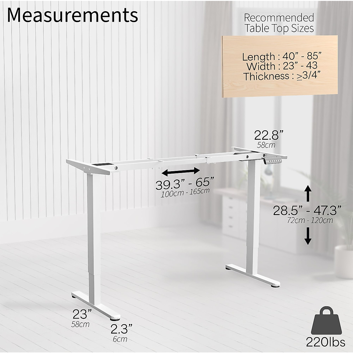 VIVO Electric Stand Up Desk Frame, DIY Workstation, Frame Only, Dual Motor Ergonomic Standing Height Adjustable Base with Memory Controller, White, DESK-E-200W