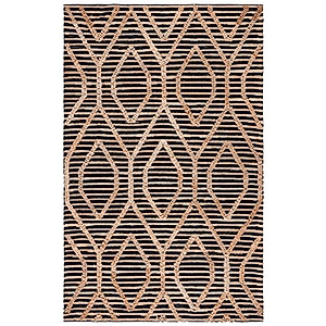 Safavieh Natural Fiber Collection 8' x 10' Black/Natural NF378Z Flat Weave Farmhouse Geometric Jute Area Rug