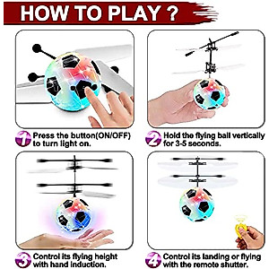 iGeeKid 2 Pack RC Flying Ball Toys Easter Basket Stuffers for Kids 6-14 Boys Lighting Flying Toys Hand Operated Remote Controller Rechargeable Indoor Outdoor Cool Toys for Easter Gifts