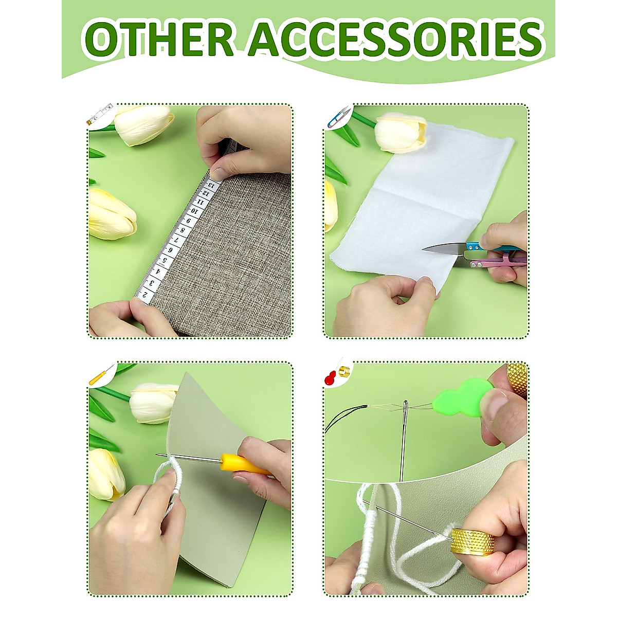 FIVEIZERO Seam Rippers for Sewing – 2 Big and 2 Small Stitch Remover Tools, Thread Ripper, Embroidery Removal Tool, with Needle Threaders, Thimbles, Tape Measure, Tailors Awl and Thread Snips