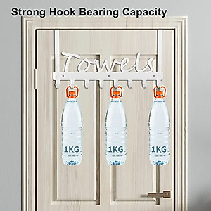 Over The Door Towel Hooks, Towel Rack Wall Mount Towel Holder for Bathroom, Kitchen, Metal Bath Organizer for Door Robe Hooks(White)