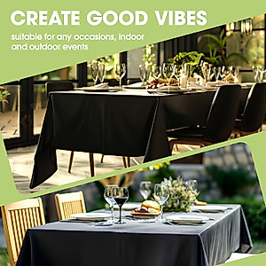 Pureegg Table Cloth - Polyester Table Cloth for Rectangle Table, 60''x84'' Tablecloth, Decorative Tablecloths for Parties, Dinings, Picnics, Washable & Ironable, Black