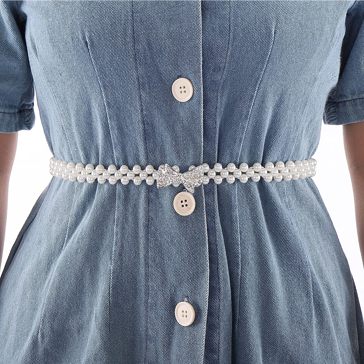 Ayliss Women Pearl Waist Belt Elastic Wedding Bridal Belt with Rhinestone Crystal Sash Bridesmaid Dress Belt Waistband (#2 Butterfly)