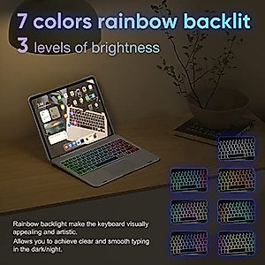 doqo Detachable Keyboard Case for iPad Pro 12.9(6th,5th,4th,3rd Gen) with touchpad, 7 Colors Backlit Wireless case with Keyboard