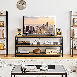 Yaheetech TV Stand for TV up to 65 inch, Media Entertainment Center with Power Outlets & 3 Tier Storage Shelves, 55 Inches TV Console Table for Living Room, Bedroom, Rustic Brown