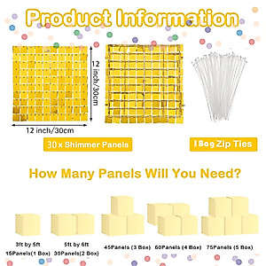 Champagne (Light Gold) Shimmer Wall Backdrop Panel - Birthday, Anniversary, Wedding Decorations, Engagement & Bridal Shower Party Decor | Glitter Bling Photo Backdrops Sheets （30 pcs (5×6 FT）