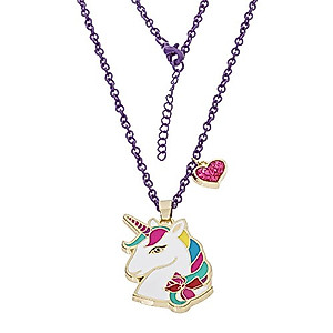 Jojo Siwa Unicorn with Heart Charm Pendant Necklace, 16"+3", Multi, Medium (NH00674YL-16)