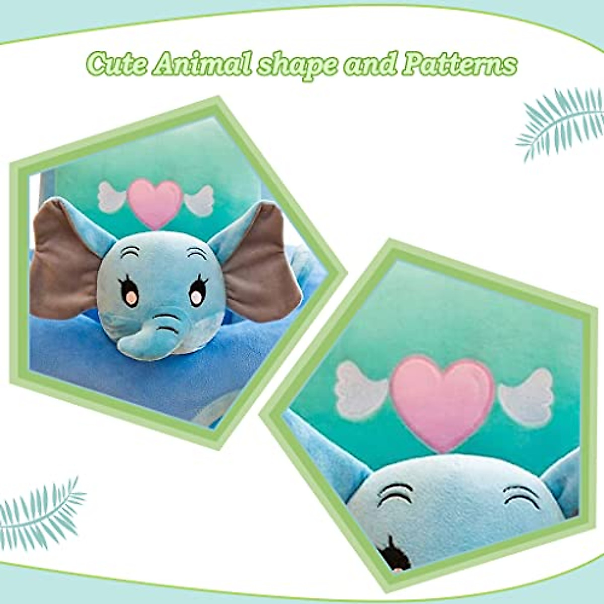 AIPINQI Baby Support Sofa, Infant Sitting Chair Safe Baby Sofa Chair Baby Sit Up Chair Back Head Protect Seat Learn to Sit Chair for Toddlers 3-24 Month Baby Floor Plush Lounger (Elephant)