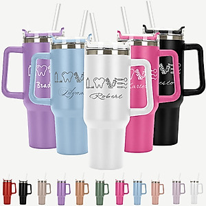 LifGif Personalized Laser Engraved 40 oz Large Tumbler with Handle, Straw and Lid - Dental Hygienist gifts Custom engraved tumbler, insulated for hot and cold, Custom Coffee Cup, Bottle Water