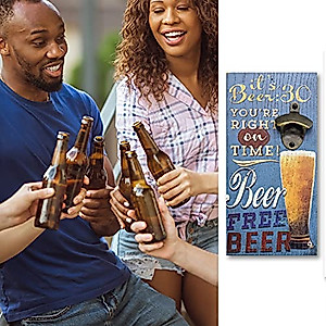 Activewhey Vintage Wooden Wall Mounted Bottle Opener, Best Unique Gifts for Beer Lovers, Dad, Husband, Boyfriend, Gift Ideas for Housewarming, Christmas, Father's Day, Blue