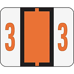Smead BCCRN Bar-Style Color-Coded Numeric Label, 3, Label Roll, Dark Orange, 500 labels per Roll (67373)