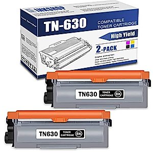 TN630 Compatible TN-630 Black Toner Cartridge Replacement for Brother TN-630 HL-L2300D HL-L2305W MFC-L2680W MFC-L2685DW DCP-L2520DW DCP-L2540DW Toner.(2 Pack)