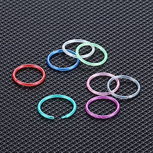 Oveta 20G Plastic Septum Nose Hoop Rings Retainer for Work Flexible Bioflex Cartilage Tragus Helix Lobe Earrings Piercing Jewelry Retainer Clicker Hoop Rings 5/16''
